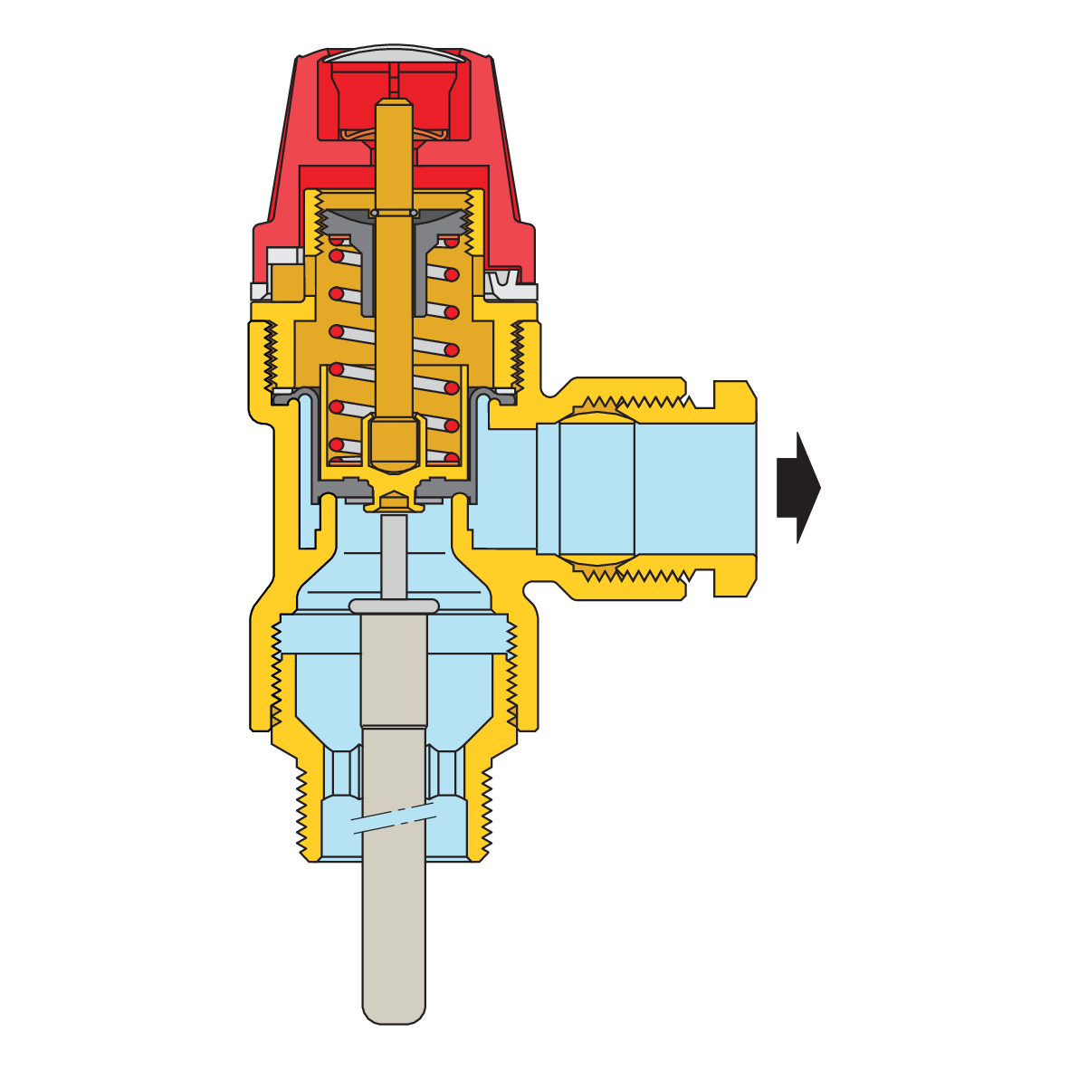 Valvola di sicurezza combinata temperatura e pressione per impianti idrosanitari | Caleffi