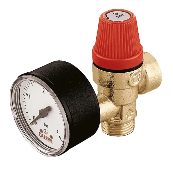 Safety relief valve, male - female connections. With pressure gauge ...