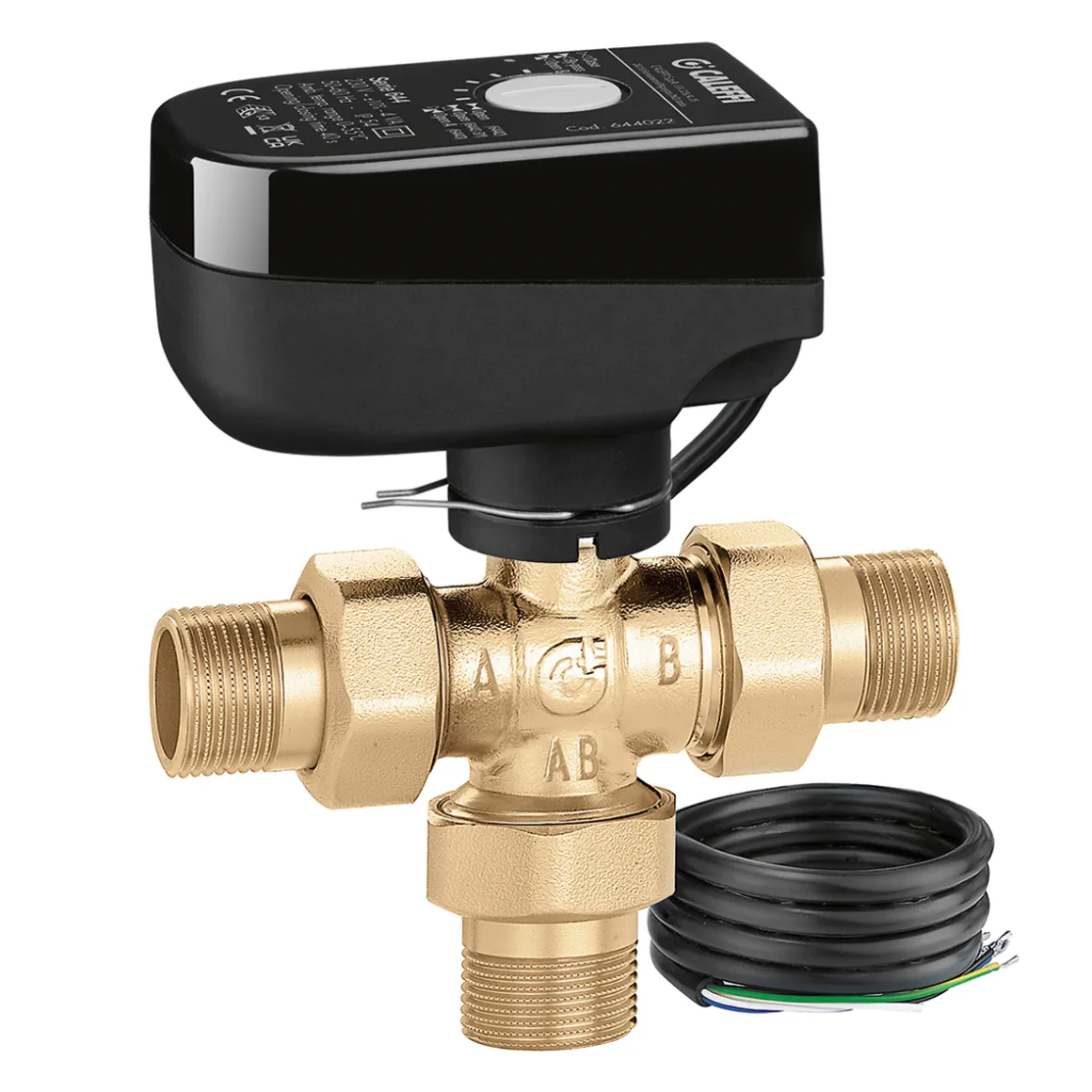 Valvola a sfera a tre vie deviatrice motorizzata. Completa di motore ...