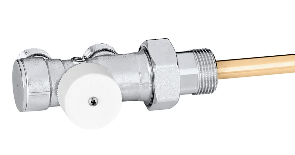 Radiator valve for one-pipe systems. With front adjusting handle ...