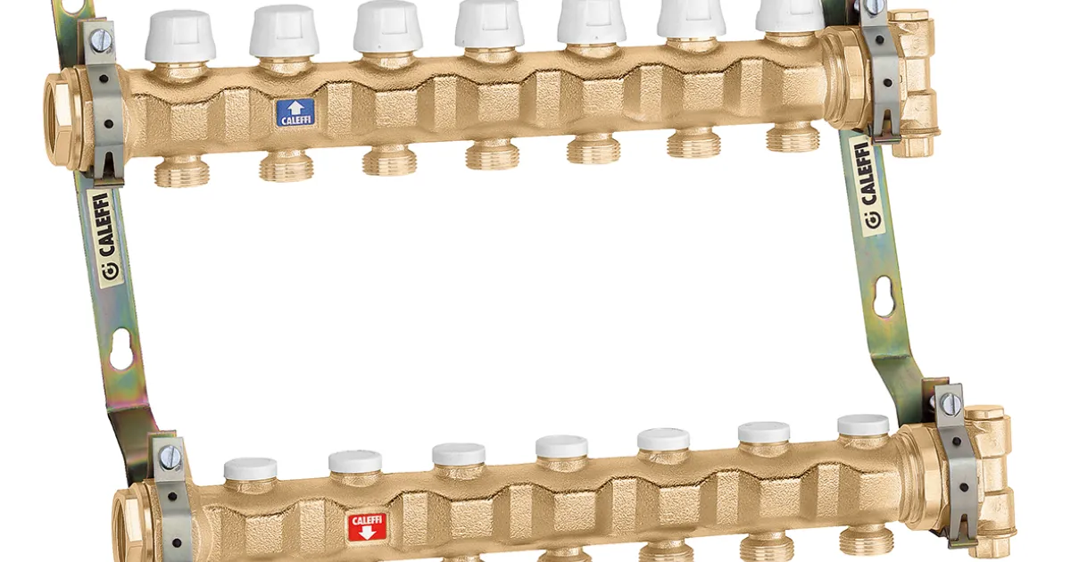 Collettori di distribuzione riscaldamento premontato con attacchi x3 3/4"M | Caleffi