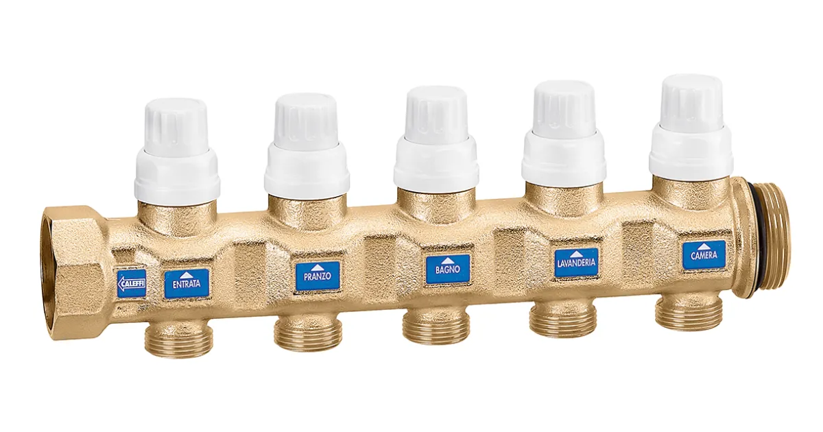 Collettore di ritorno con valvole di intercettazione incorporate | Caleffi