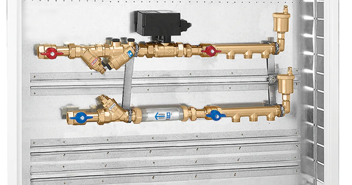 Pre-assembled user module with two-way zone valve for heating and ...